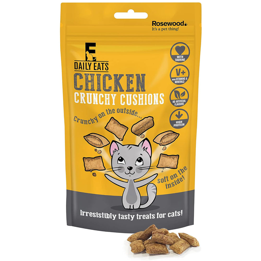Rosewood Cat Treats Daily Eats Crunchy Cushions, Salmon, Chicken, Chee ...